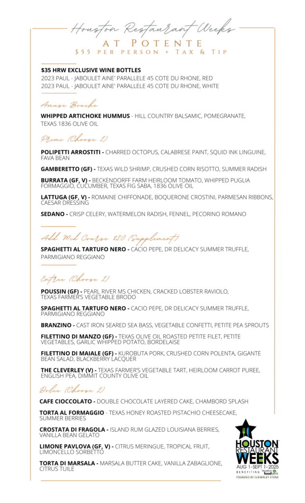 Houston Restaurant Weeks – Potente